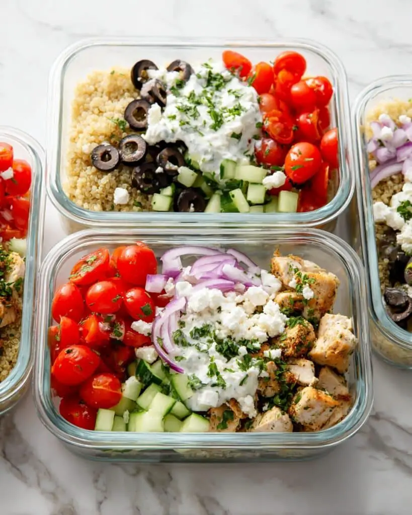 Greek Chicken Quinoa Bowls Recipe | Cooked by Sarah